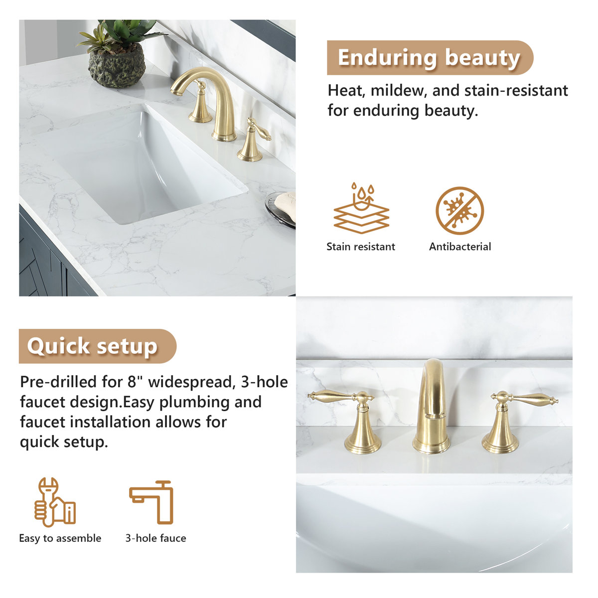 Altair Ceres 43" Engineered Stone Single Bathroom Vanity Top with Sink | Wayfair